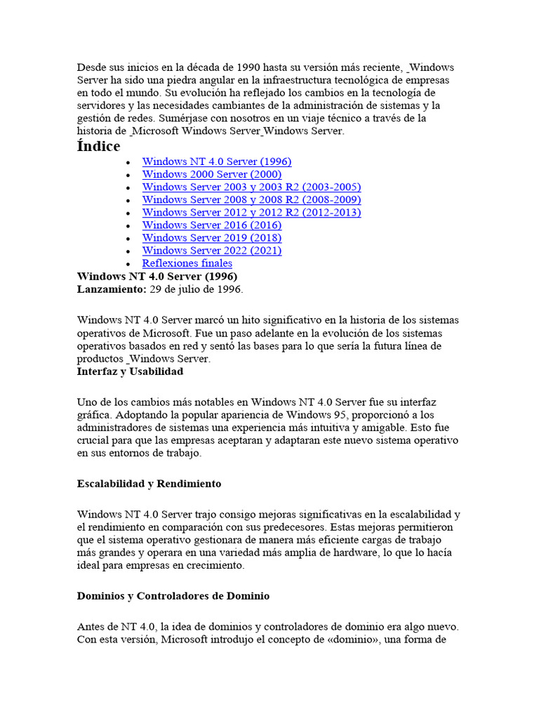 Desde Sus Inicios en La Década de 1990 Hasta Su Versión Más Reciente Windows Server | Descargar ...
