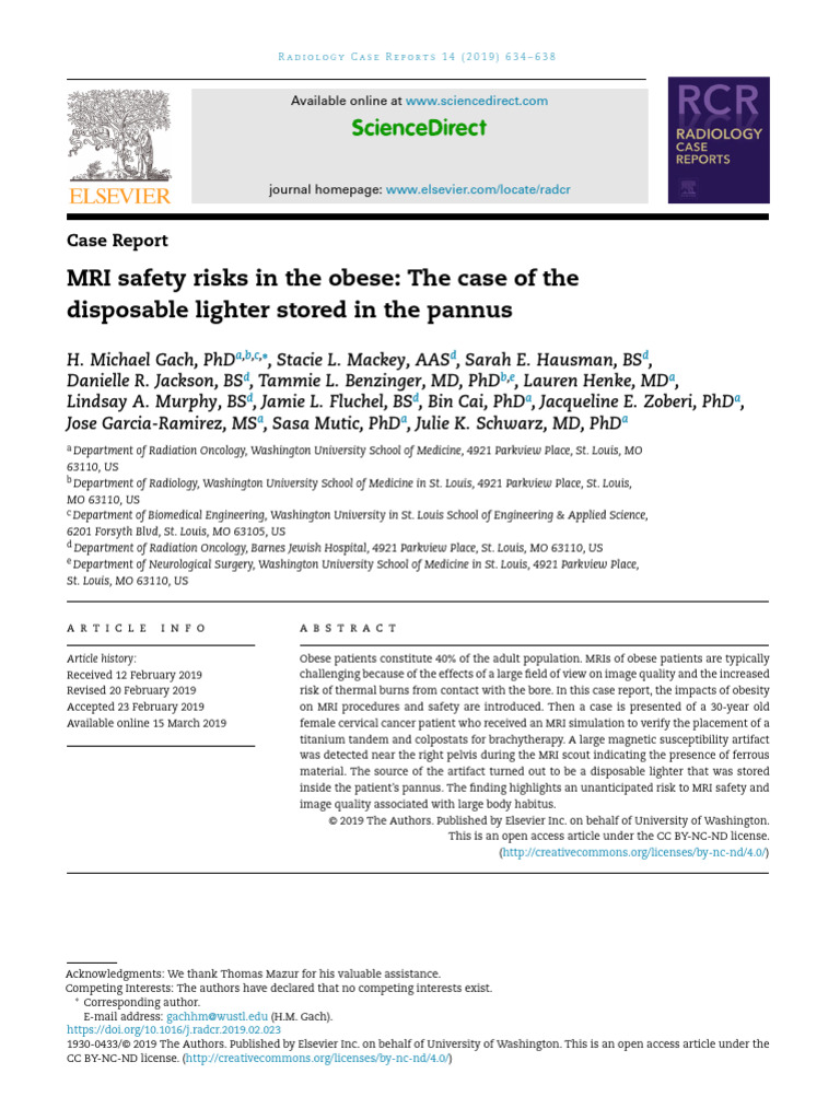 MRI Obese journal | PDF | Magnetic Resonance Imaging | Radiation Therapy