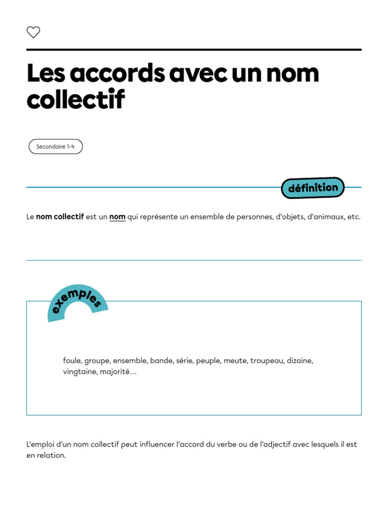 Accords avec les noms collectifs | PDF | Nombre grammatical | Genre ...