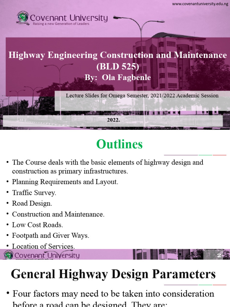 BLD525 Highway Engineering and Maintenance Lecture Notes Slides | PDF ... BLD525 Highway Engineering and Maintenance Lecture Notes Slides | PDF ...