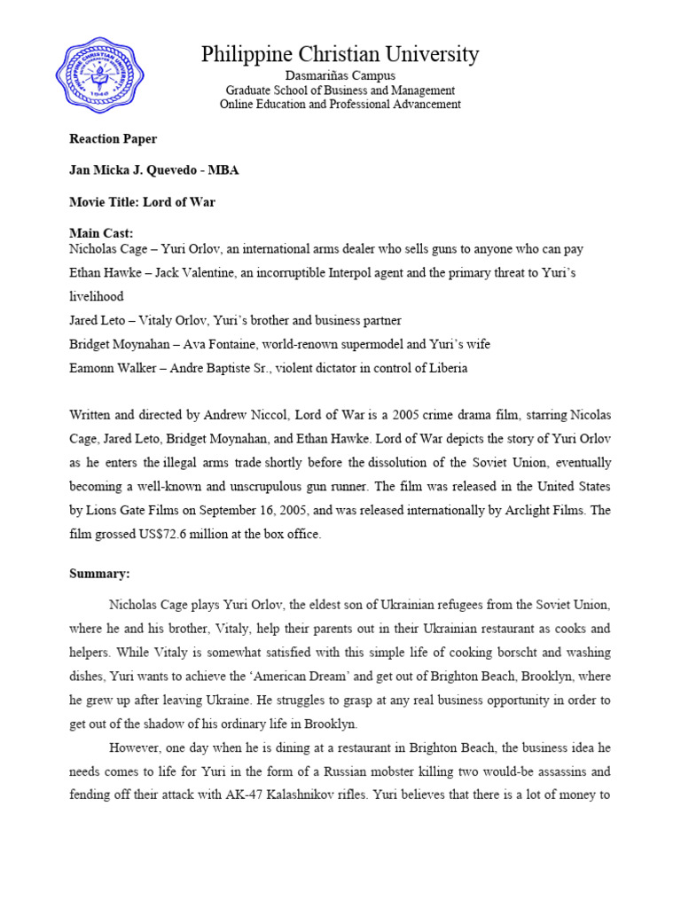 QUEVEDO_REACTION PAPER_LOCSM | PDF