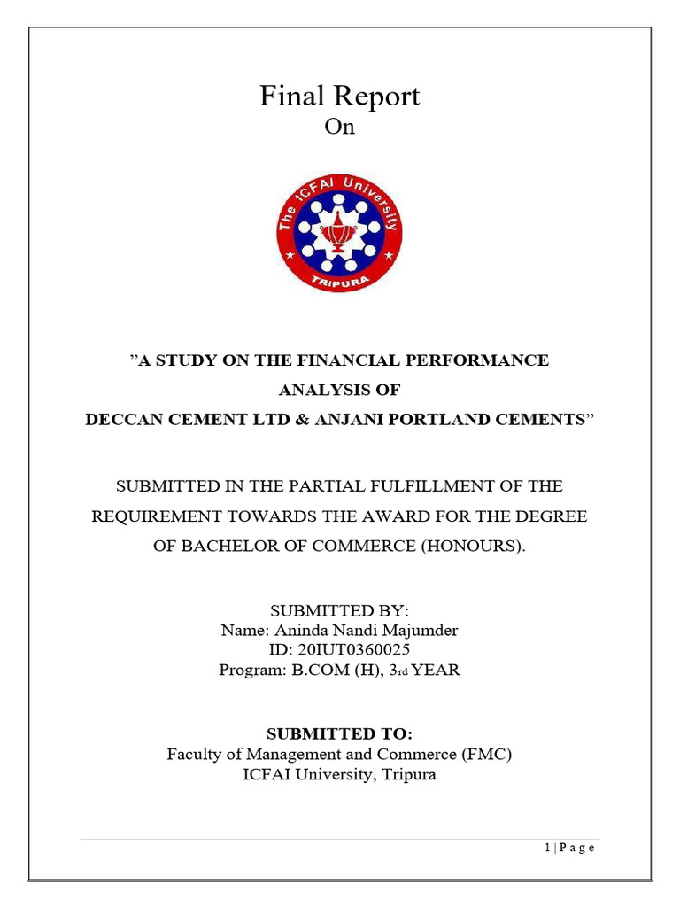 Final Report 1 | Download Free PDF | Return On Equity | Revenue