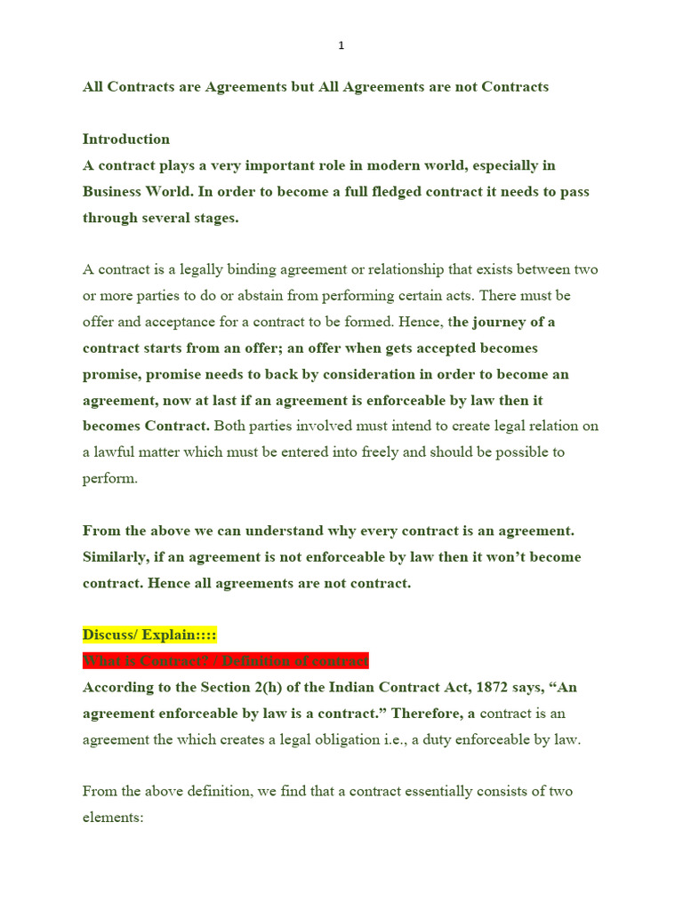 Contracts vs. Agreements Explained | PDF | Civil Law (Legal System) | Consent