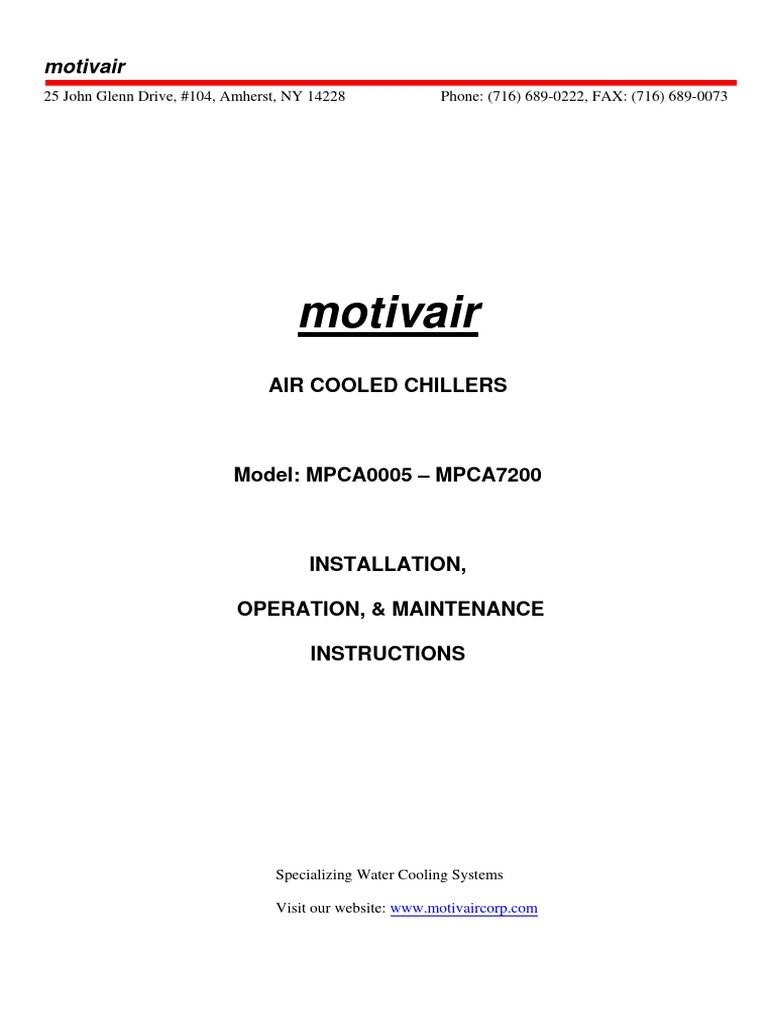 Motivair MPCA - Installation, Operation and Maintenance Manual | PDF ...
