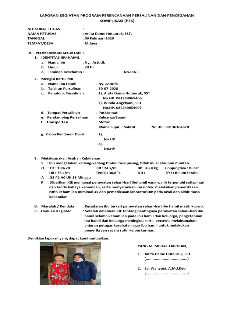 Format Pelaksanaan Kegiatan P4K 01 | PDF
