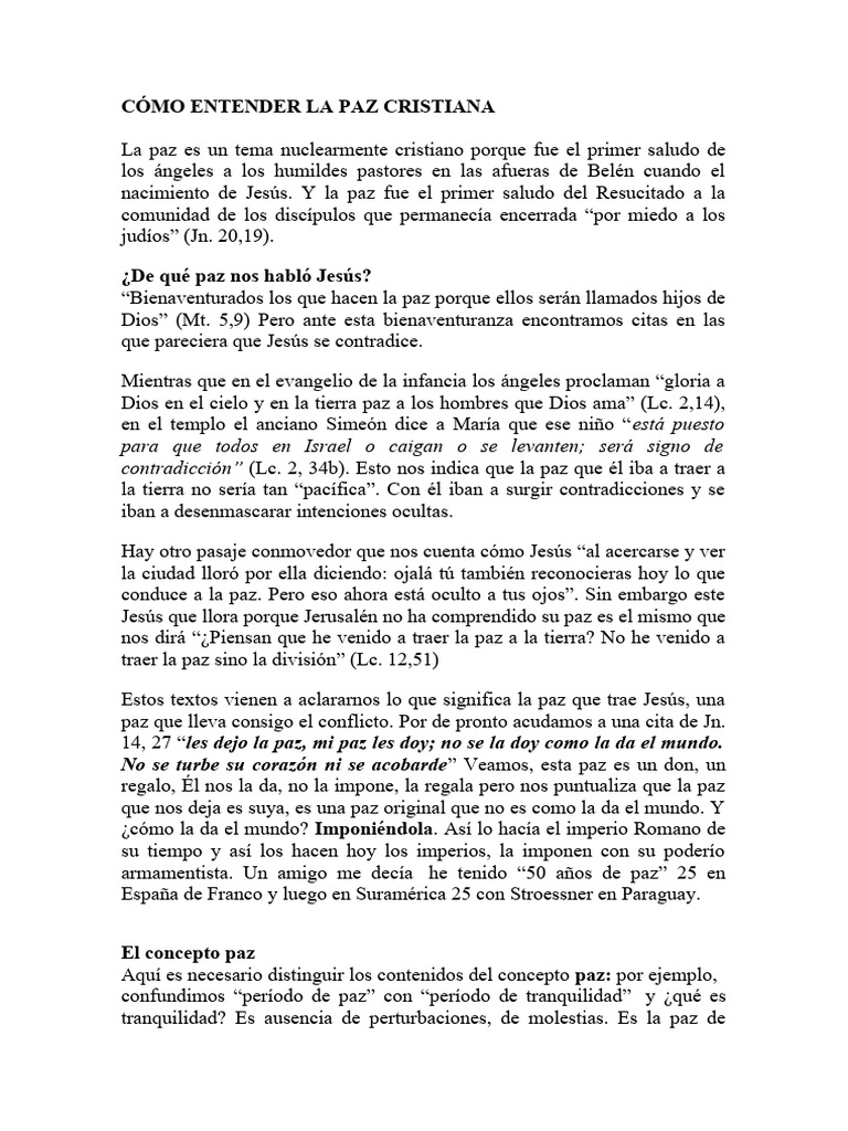 Cómo Entender La Paz Cristiana para Kari de Numa Molina | PDF | Jesús | Paz