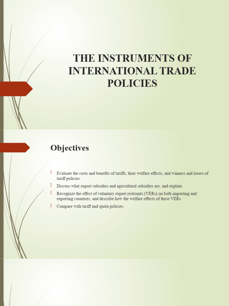 International Trade Policies | PDF | Subsidy | Tariff