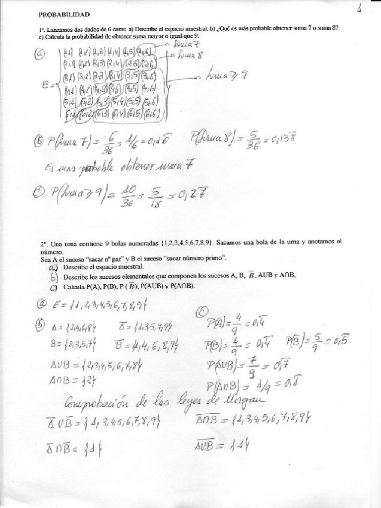 solución ejercicios probabilidad | PDF