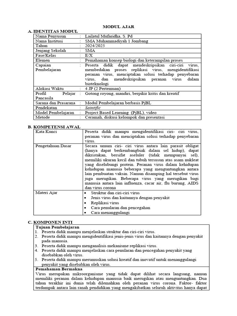 Template Modul Ajar | PDF