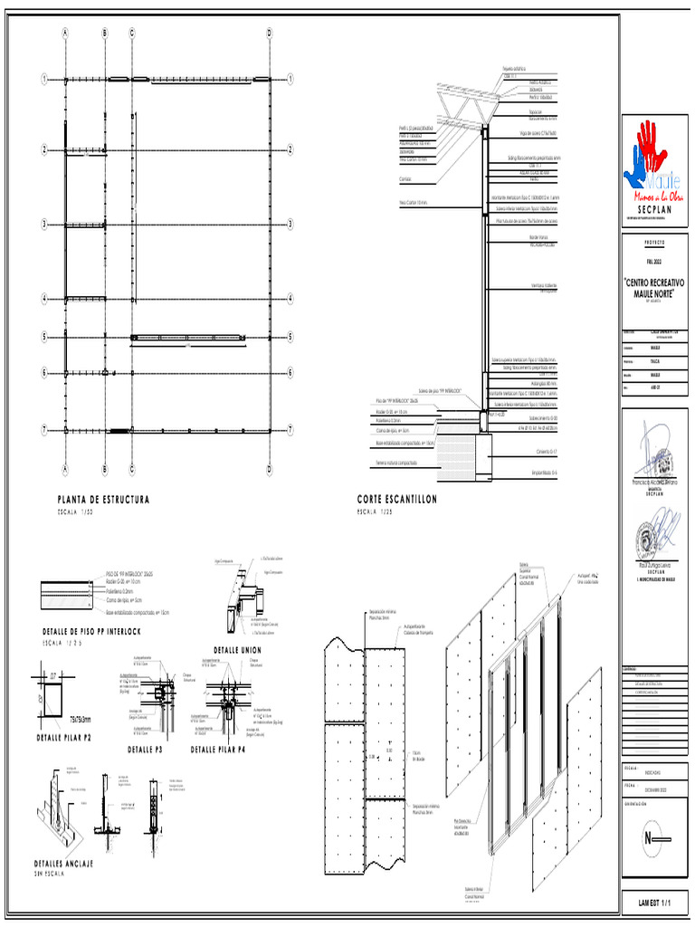 Lamina Estructura CRMN | PDF | Ingeniería de Edificación | Acero