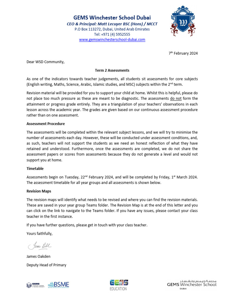 Year 3 Term 2 Assessment Information Letter | PDF | Linguistics | Syntax