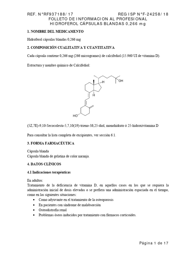 hidroferol_0266mg | PDF | Vitamina D | Medicamentos con receta