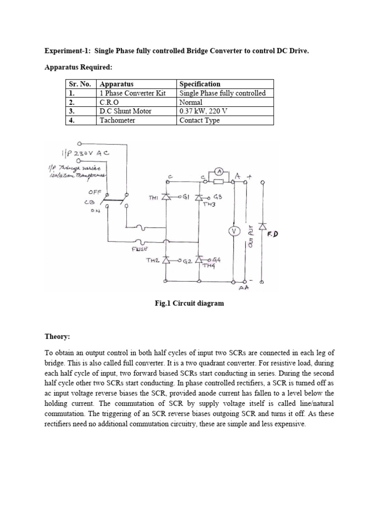 Single Phase Full Converter Experiment | PDF | Rectifier | Power (Physics)