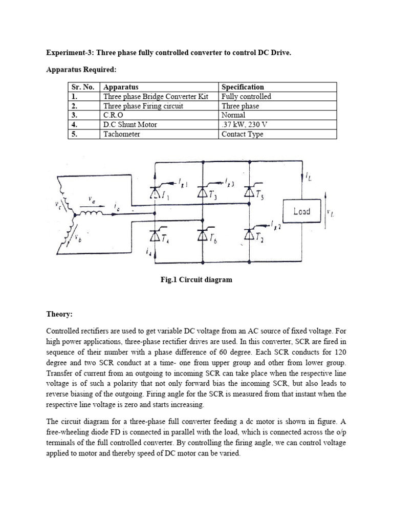 Three phase (Full converter) Drive | PDF | Rectifier | Electric Motor