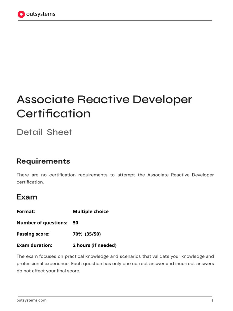 Associate Reactive Developer Certification Detail Sheet - EN | PDF ...