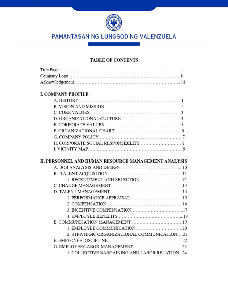 Practicum Table of Contents HRM PDF | PDF | Human Resource Management | Employment