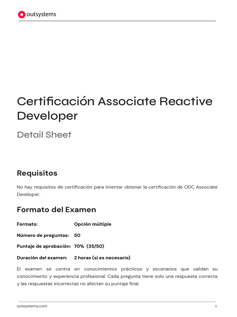ODC Associate Developer Certification - Detail Sheet - ES | PDF ...