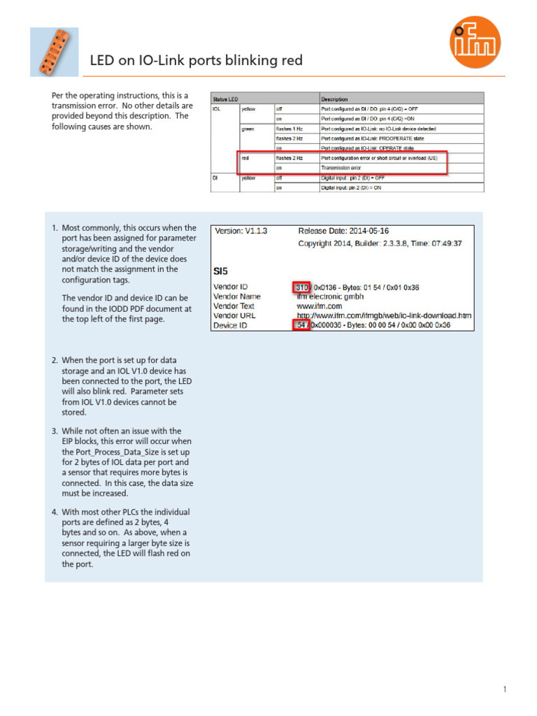 Led On Io Link Ports Blinking Red - v2 | PDF