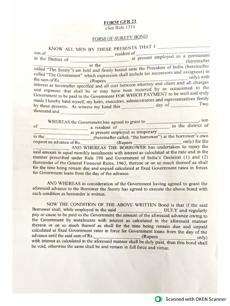 Form of Surety Bond | PDF