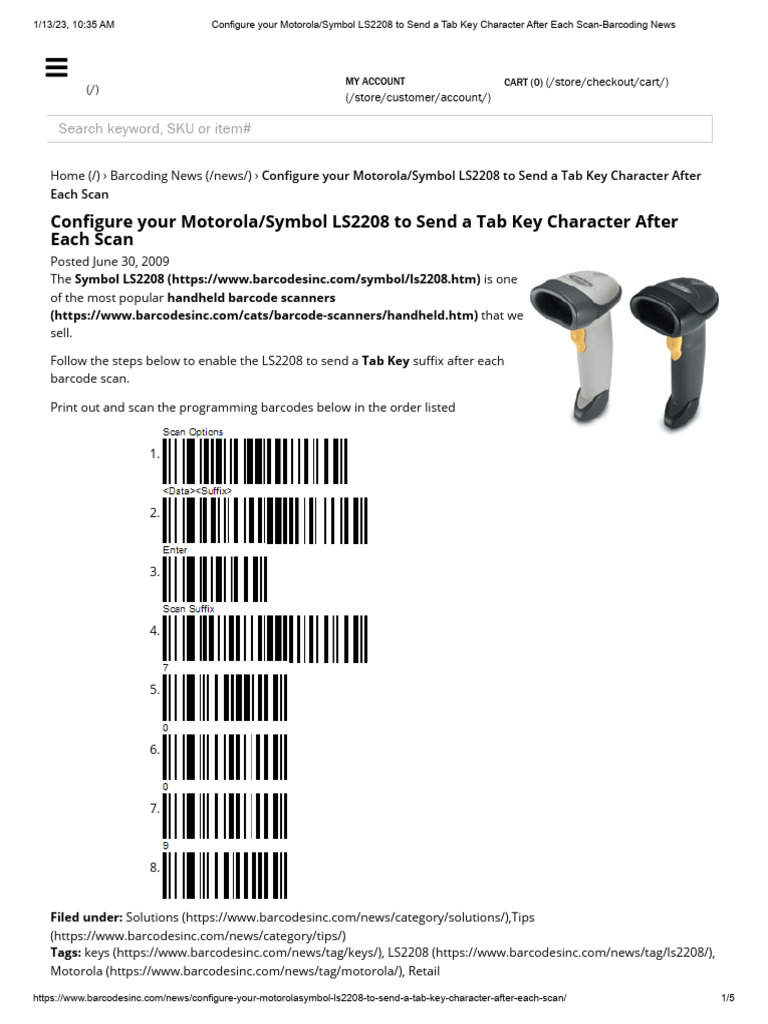 Symbol LS2208 Add Tab Key (1) | PDF