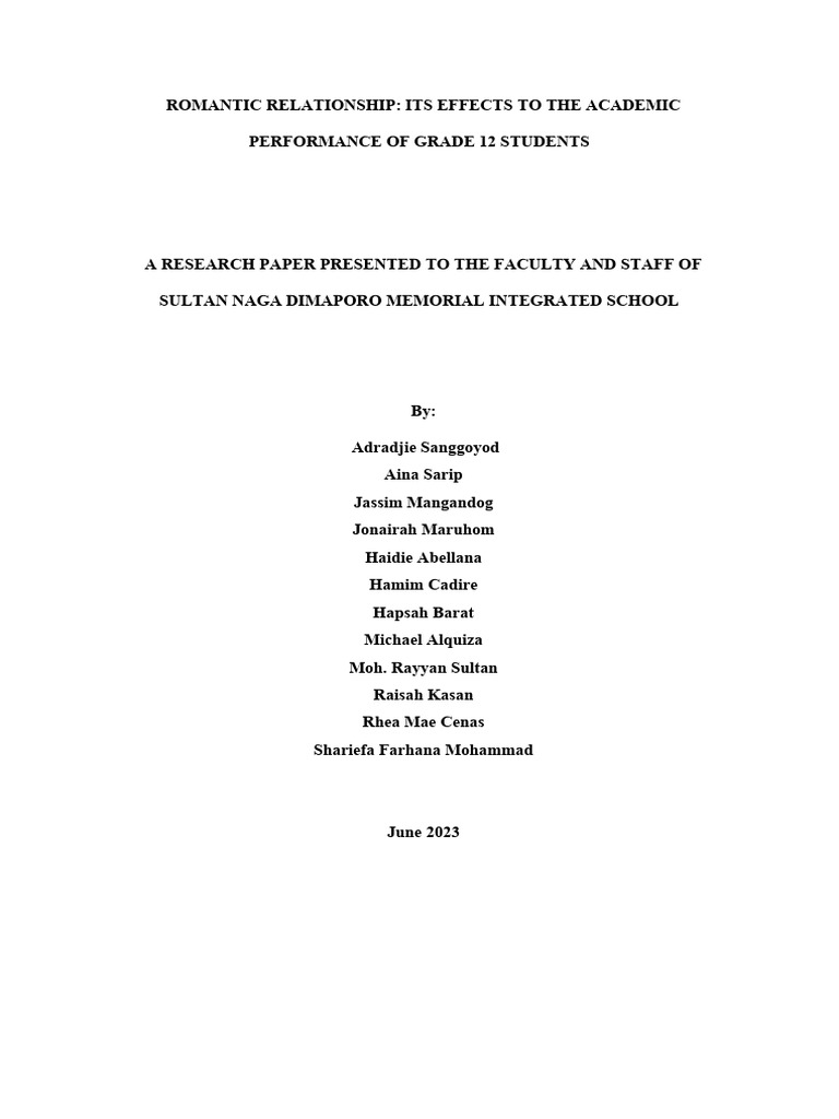 romantic relationship:its effects to the academic performance of SHS ...
