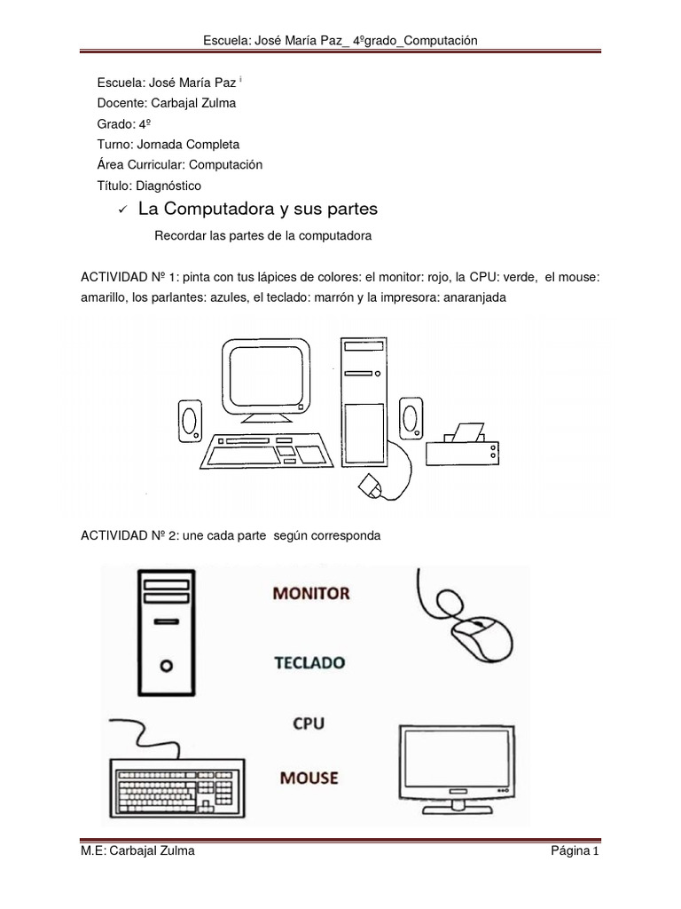 700037700-José MaríaPaz 4º - 5º - 6ºgrados - Computacion Guia #1 PDF | PDF | Hardware de la ...