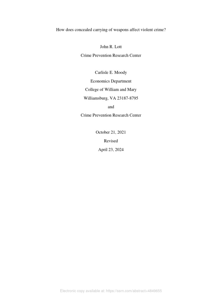 Impact of Concealed Carry on Violent Crime | PDF | Concealed Carry In ...