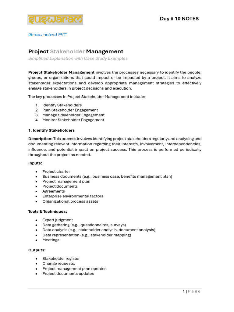 Project Stakeholder Management Crisp Notes | Download Free PDF ...
