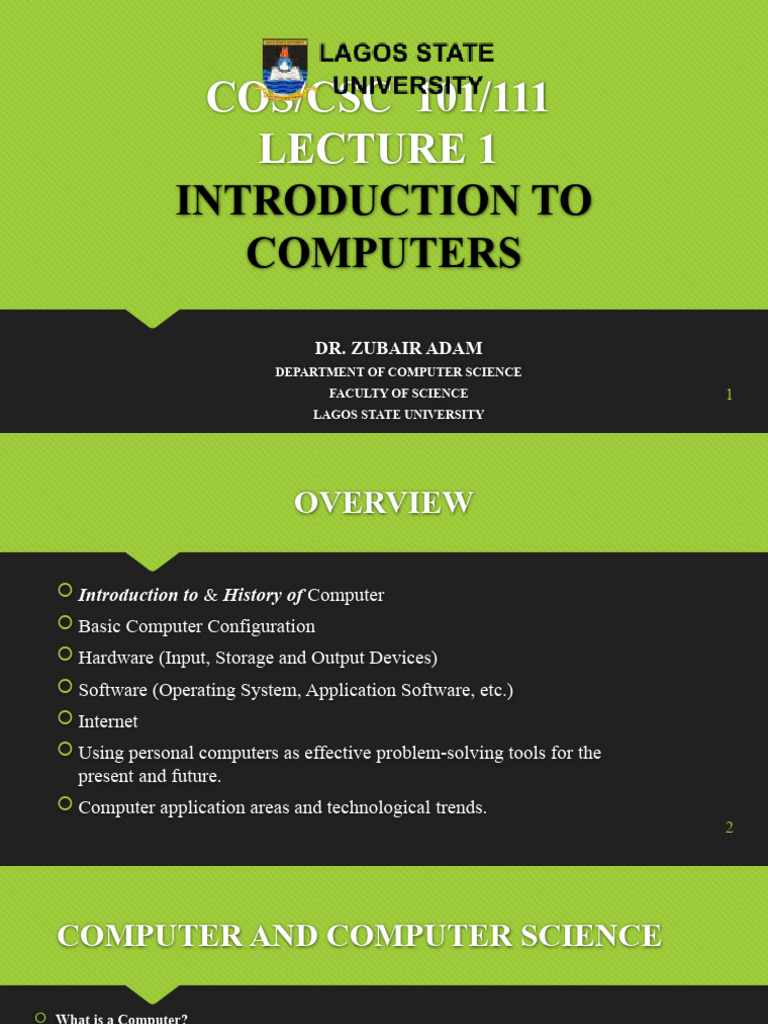 CSC 111 Lecture 1 | PDF | Integrated Circuit | Electronics