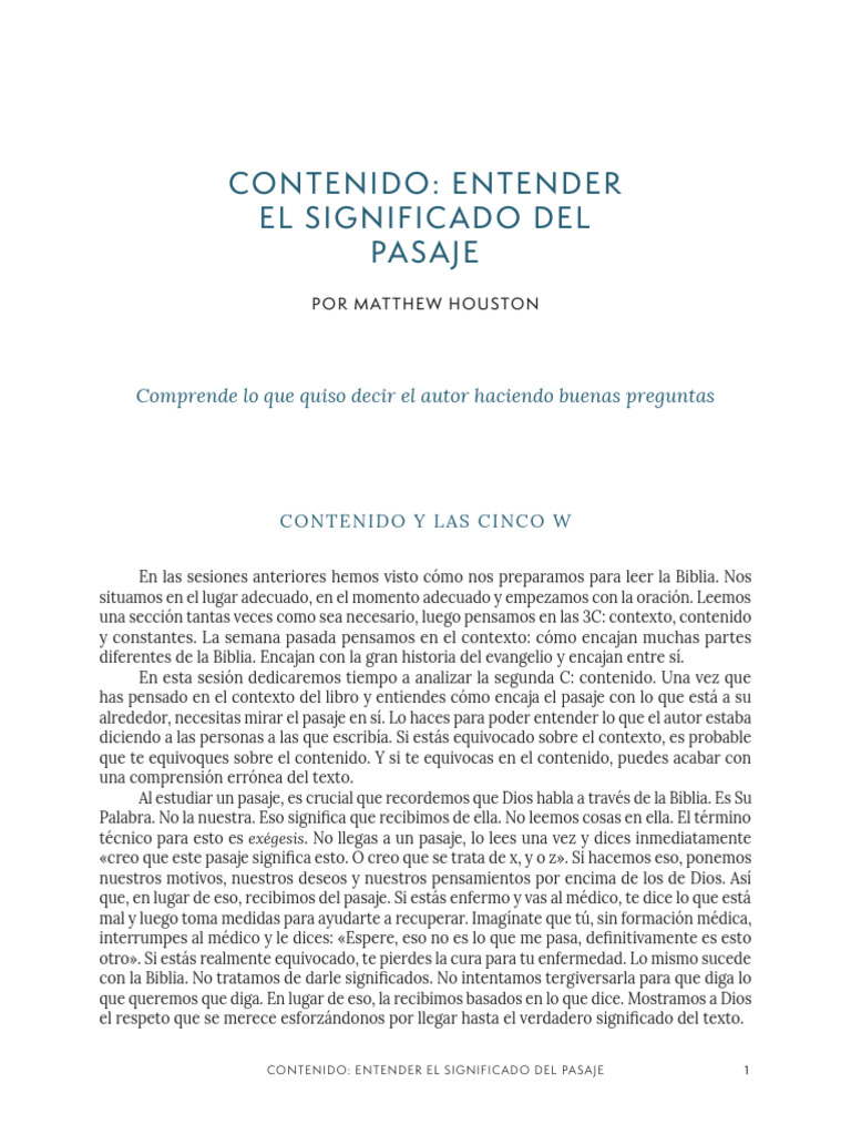 EB103 - 06 Contenido. El Significado Del Pasaje | PDF | Jesús | Biblia
