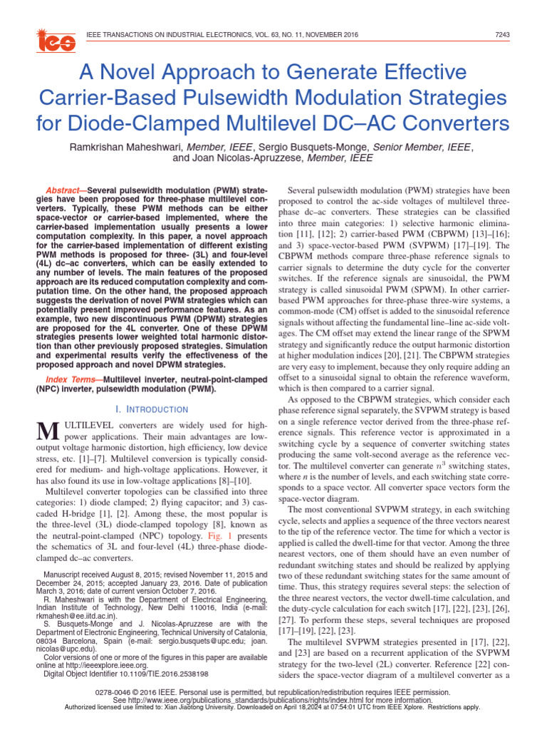 6 A Novel Approach To Generate Effective Carrier Based Pulsewidth Modulation Strategies For