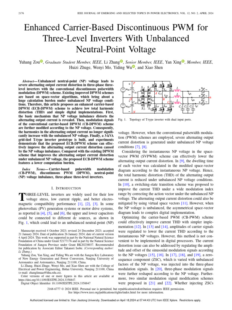 11-Enhanced Carrier-Based Discontinuous PWM For Three-Level Inverters With Unbalanced Neutral ...