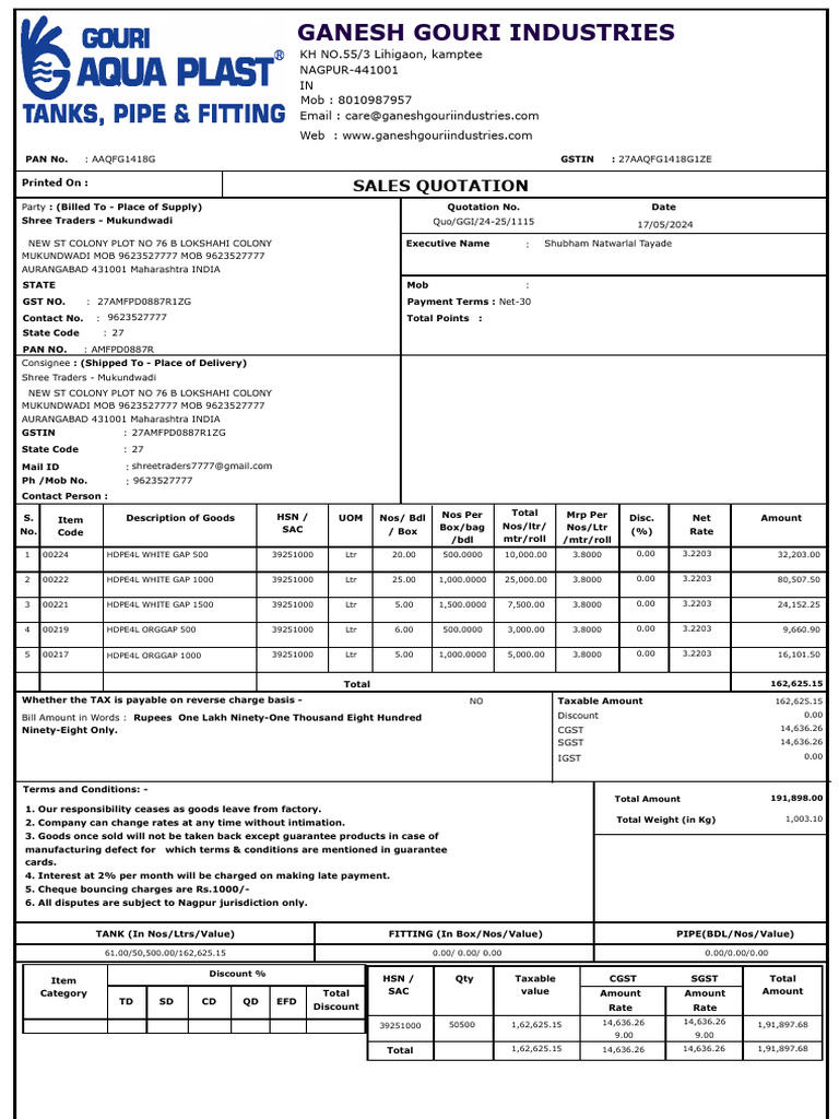 Sales Quotation Shree Traders Mukundwadi | PDF | Economies | Money