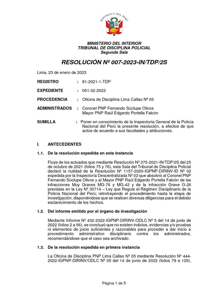 Resolucion Tribunal Control Posterior | PDF | Disciplinas | Policía