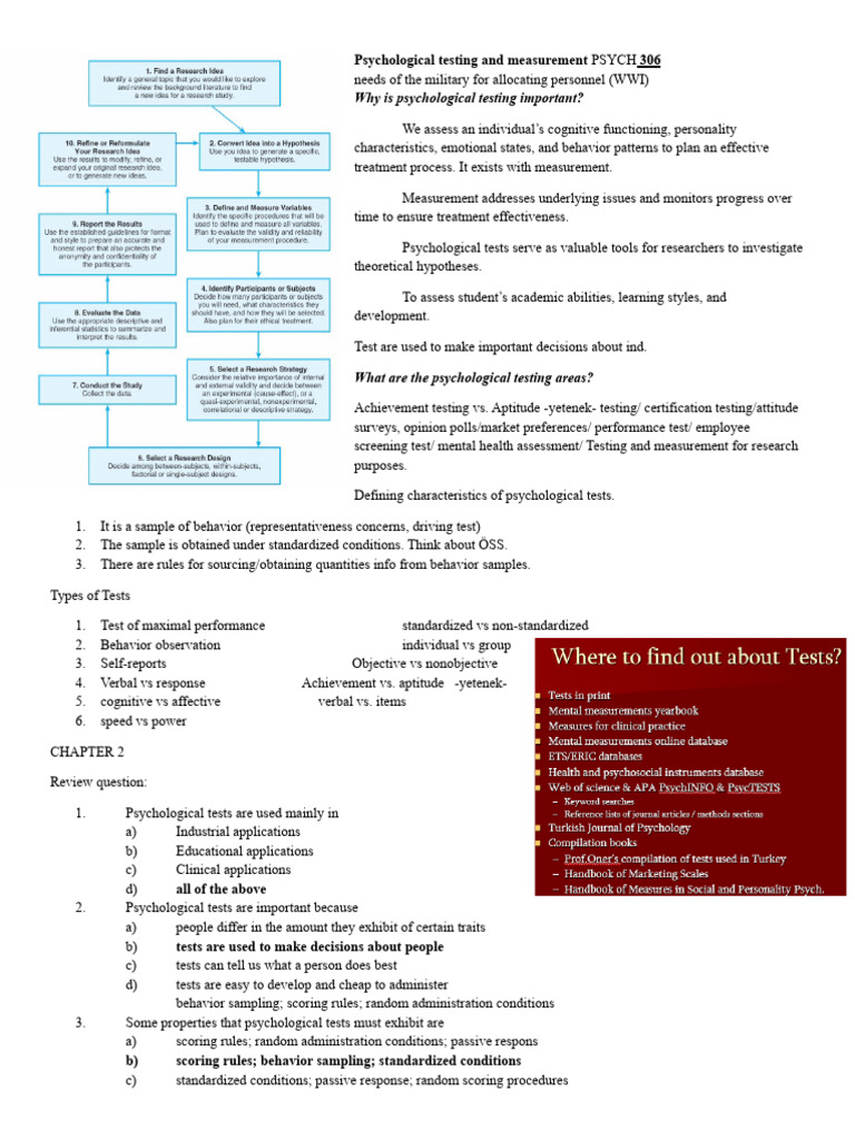 Psy 306 Notes | PDF | Psychology | Psychological Testing