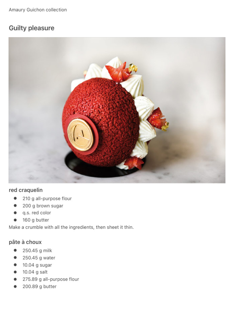 Amaury Guichon: Pastry Recipes Guide | PDF | Custard | Foods