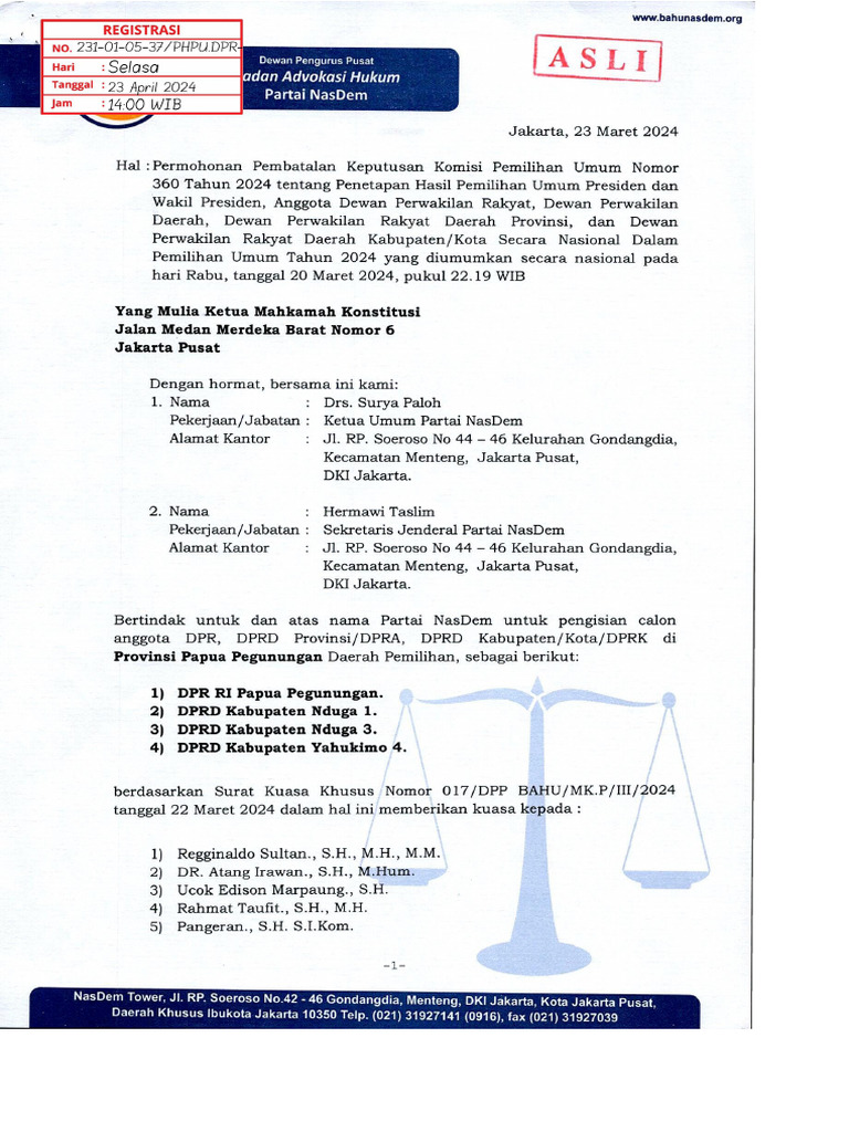 Permohonan Diregistrasi - 3535 - 4349 - Perbaikan Permohonan - 0001 | PDF