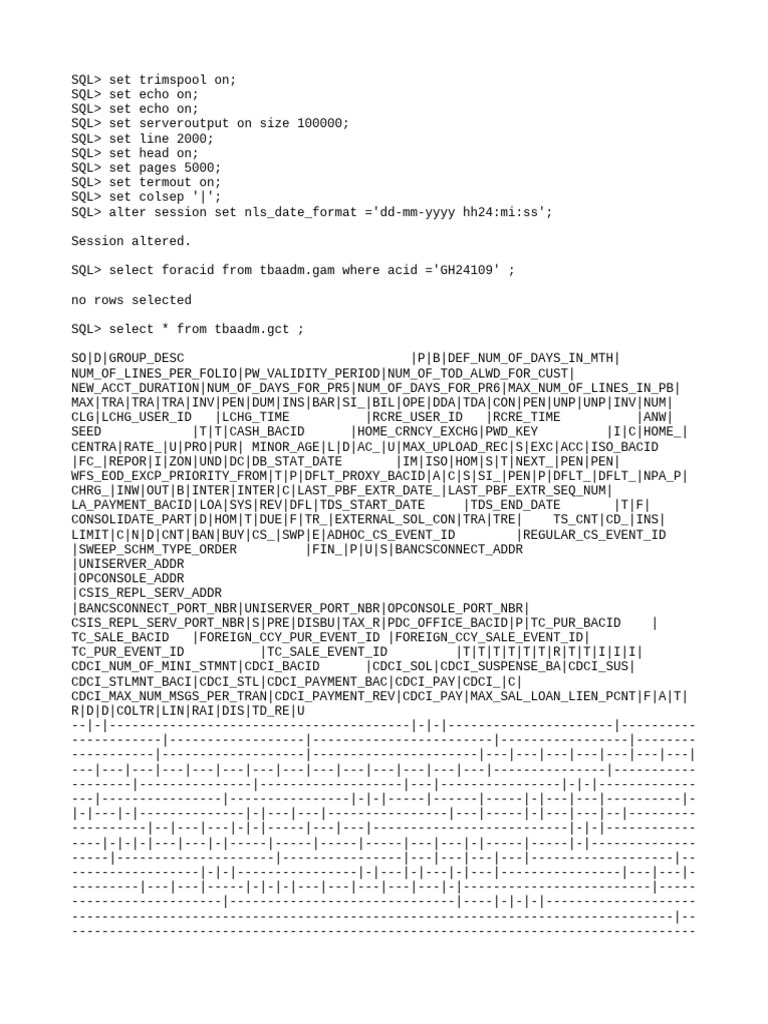 SQL Session Configuration & Query | PDF