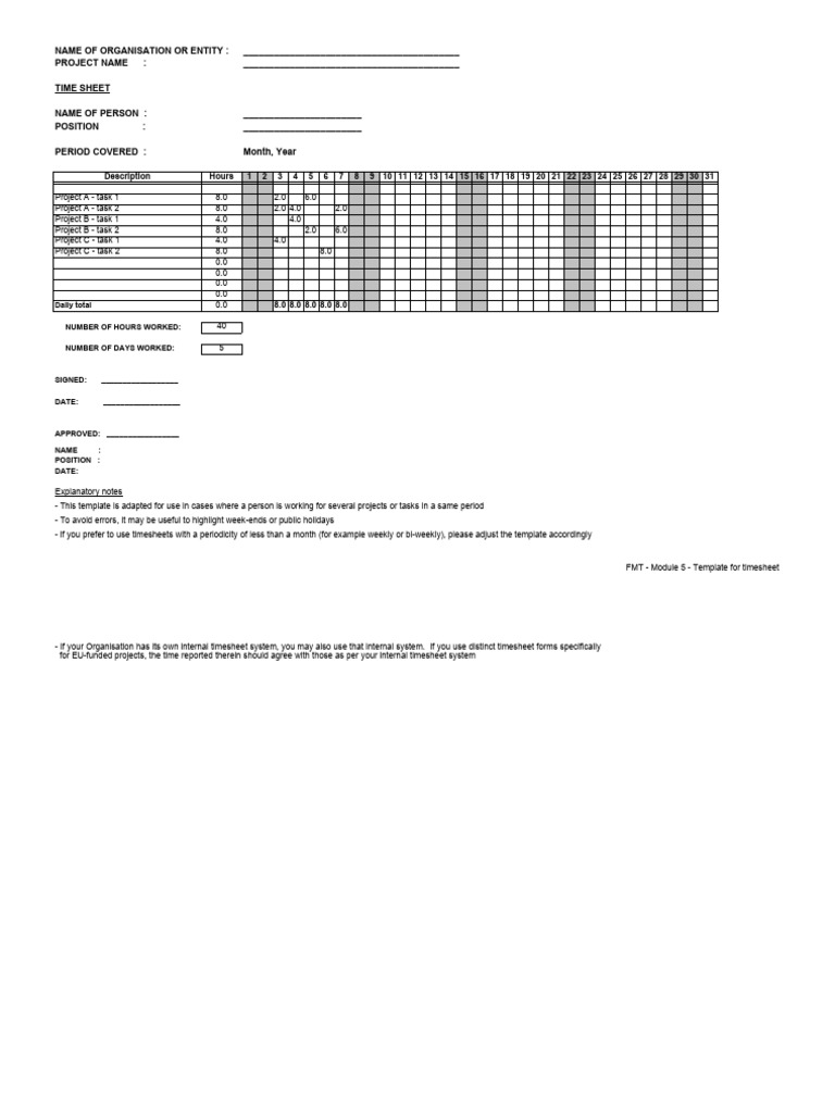 Module5 Timesheet Templates - en | PDF