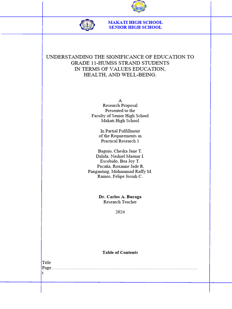 SHS Research TEMPLATE | PDF | Sex Education | Teenage Pregnancy