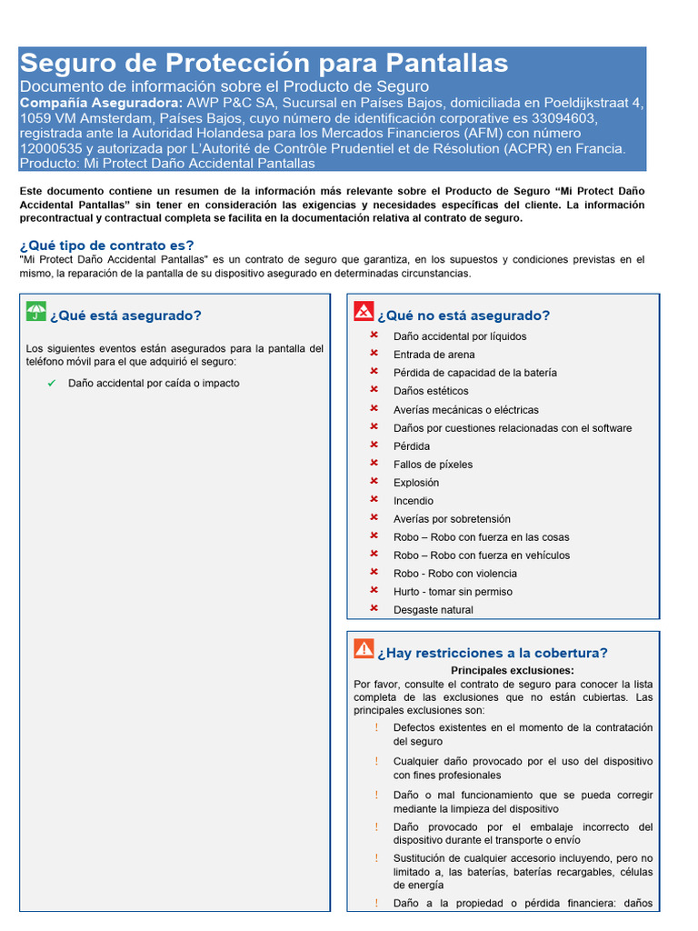 Miprotect SD Ipid Es 21 01 | PDF | Seguro | Póliza de seguros