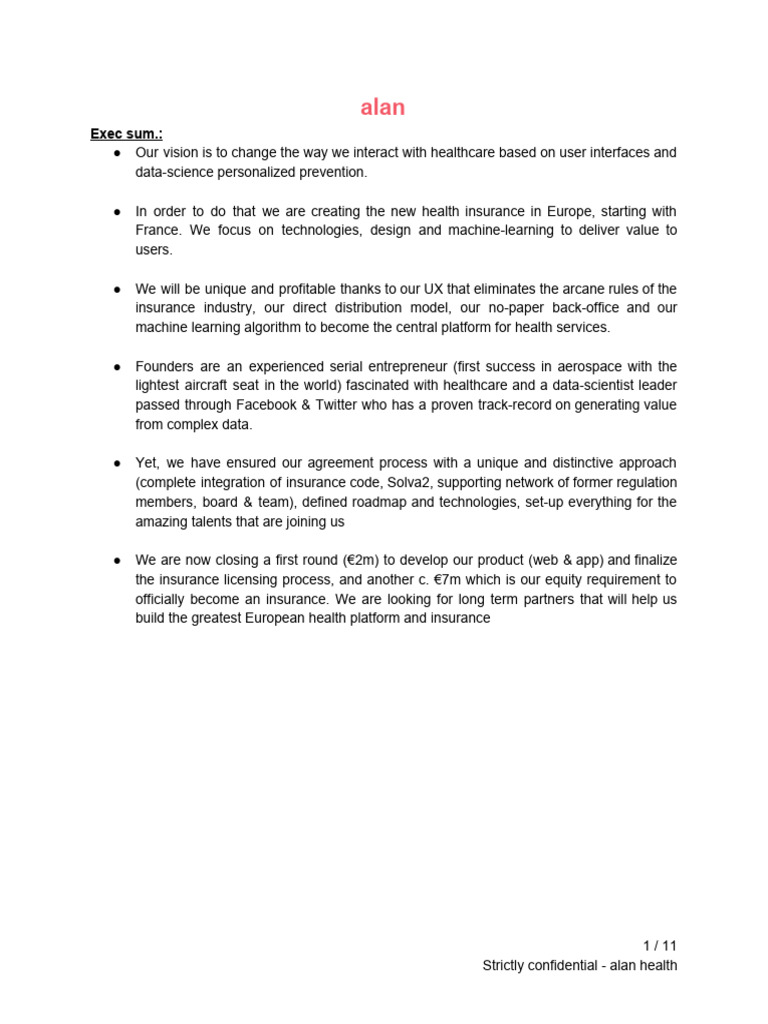 Alan Insurance Presentation Document 201601 Shared | PDF | Insurance ...