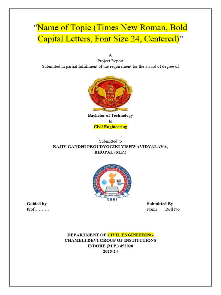 Civil Engineering Project Report 2023-24 | PDF | Databases ...