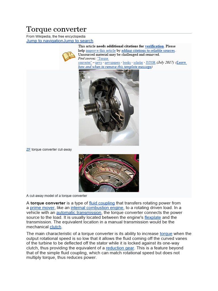 Torque converter | PDF | Manufactured Goods | Vehicle Technology