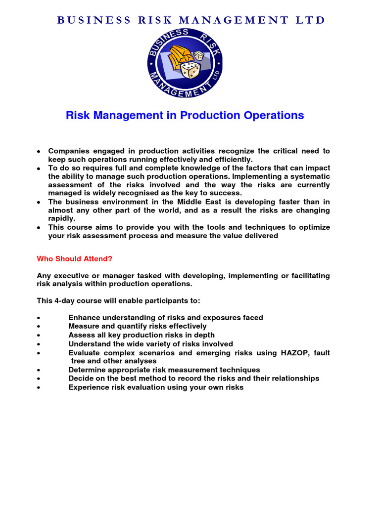 Risk MGT Production | PDF | Risk | Risk Management