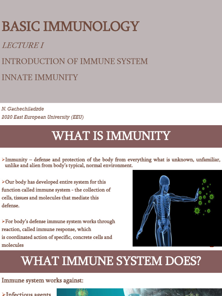 Lecture 1 Introduction Innate Immunity Pdf Immune System Innate