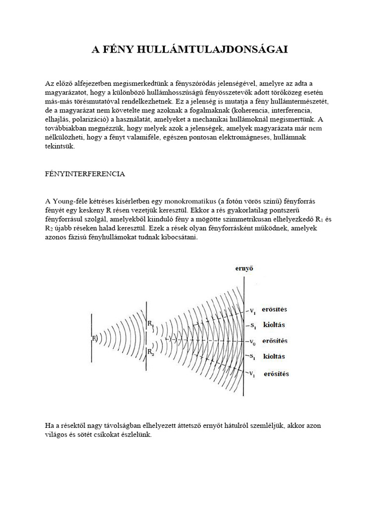A Fény Hullámtulajdonságai | PDF