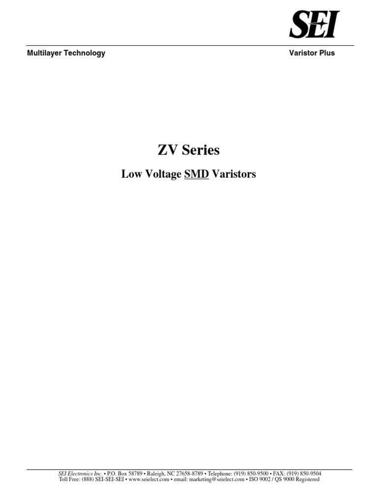 ZV Series Low Voltage SMD Varistors | PDF | Manufactured Goods ...