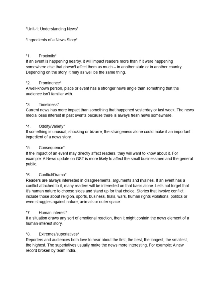 Elements of a News Story Explained | PDF | News | Press Release