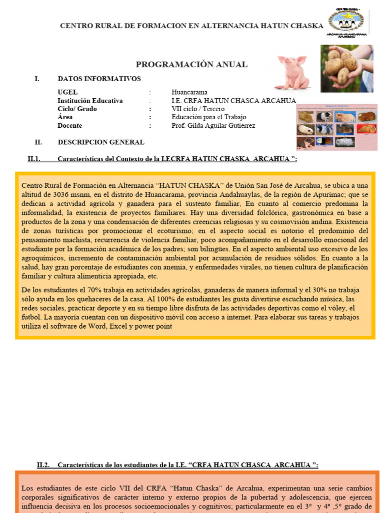 PROGRAMACION ANUAL 2024 3ro | PDF | Iniciativa empresarial | Aprendizaje